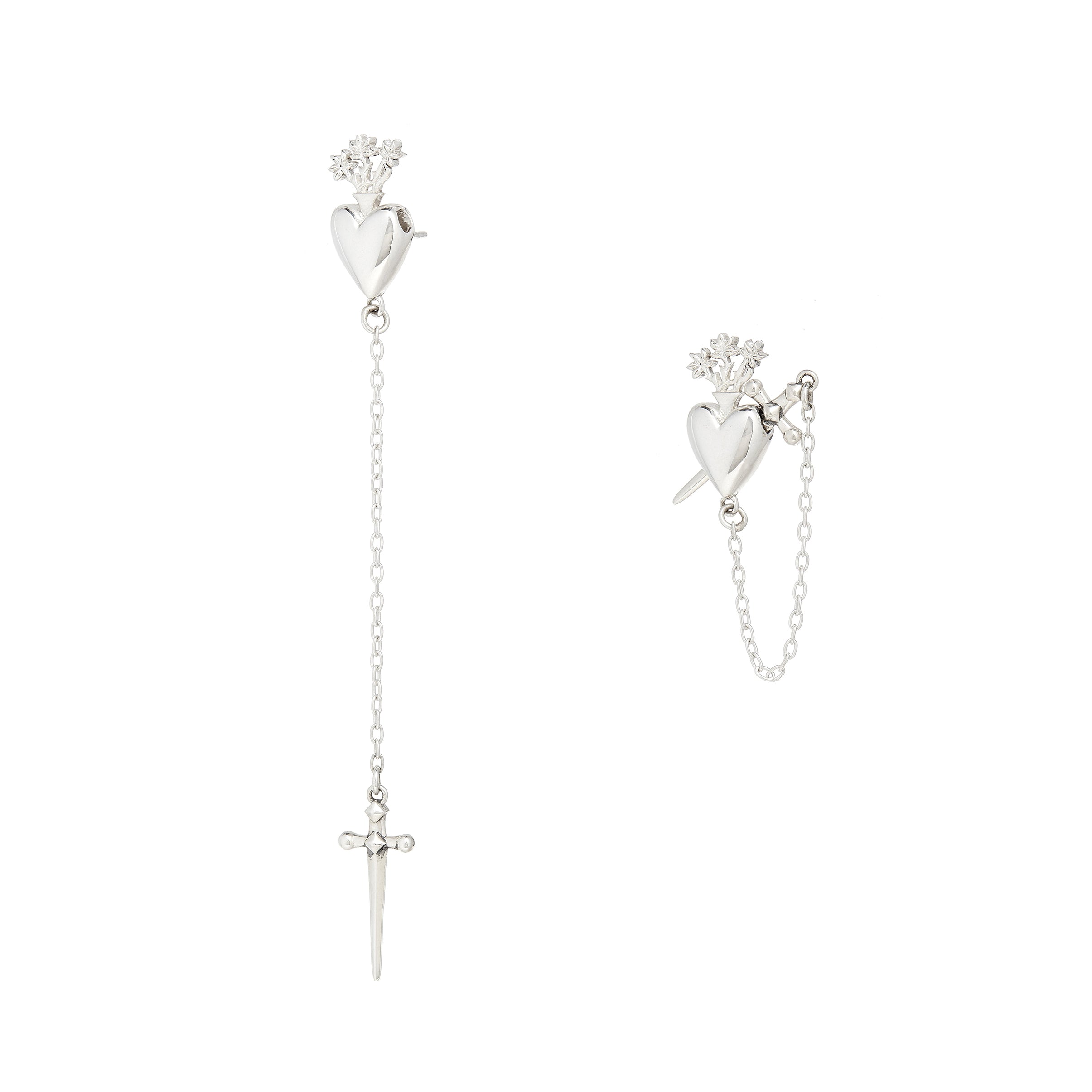 SACRED HEART DROP STUD – Talon jewelry